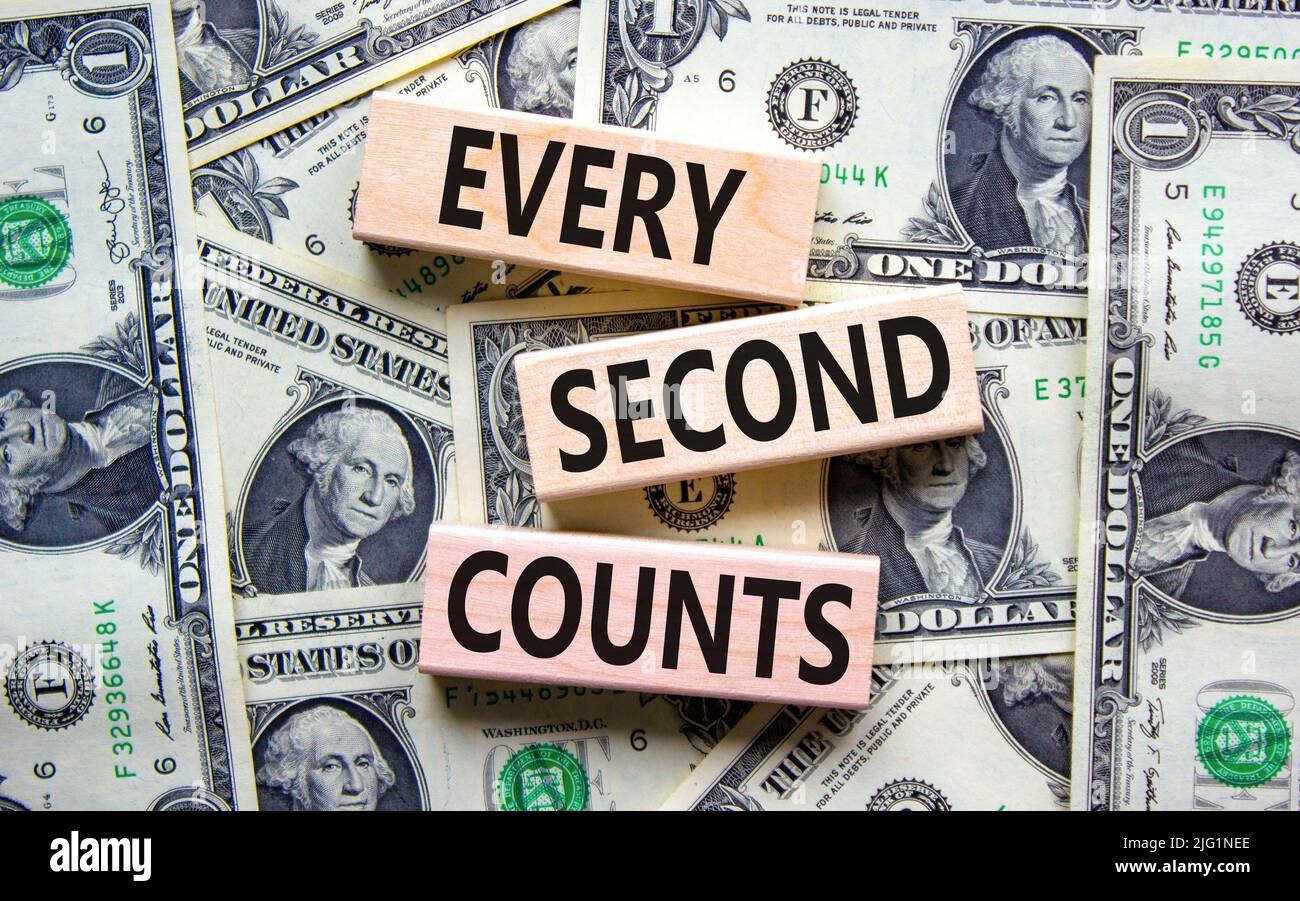 Every second counts symbol. Concept words Every second counts on wooden ...