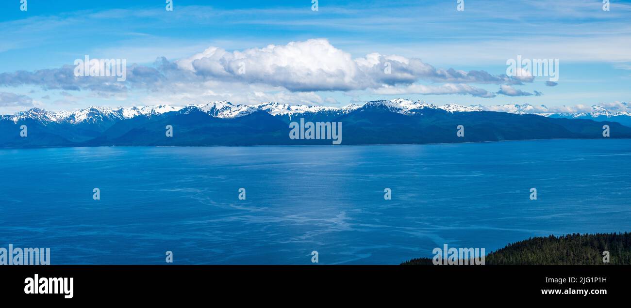 High definition panorama of the mountains at Icy Strait Point near ...