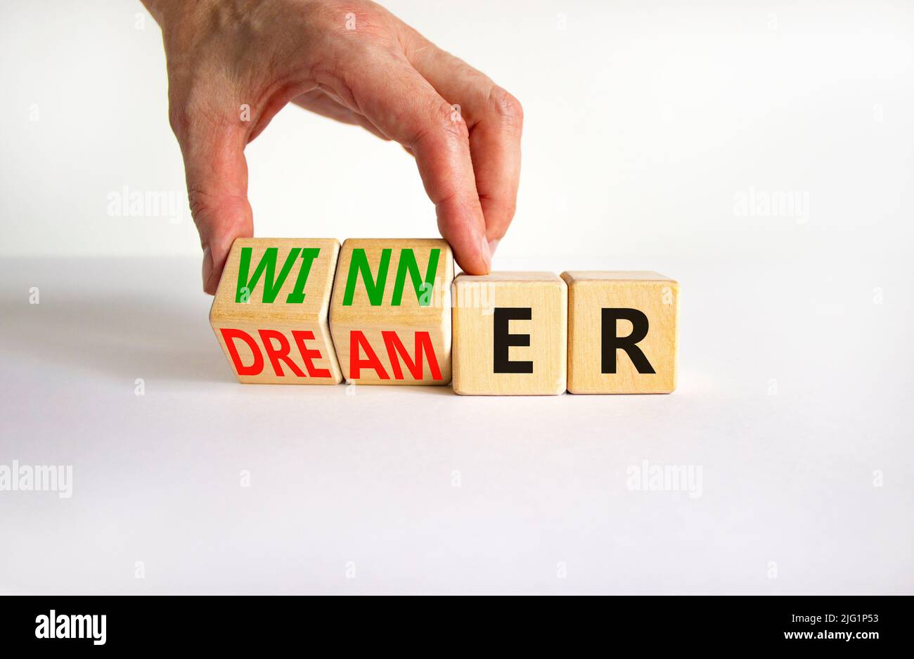 Winner or dreamer symbol. Concept words Winner or dreamer on wooden ...
