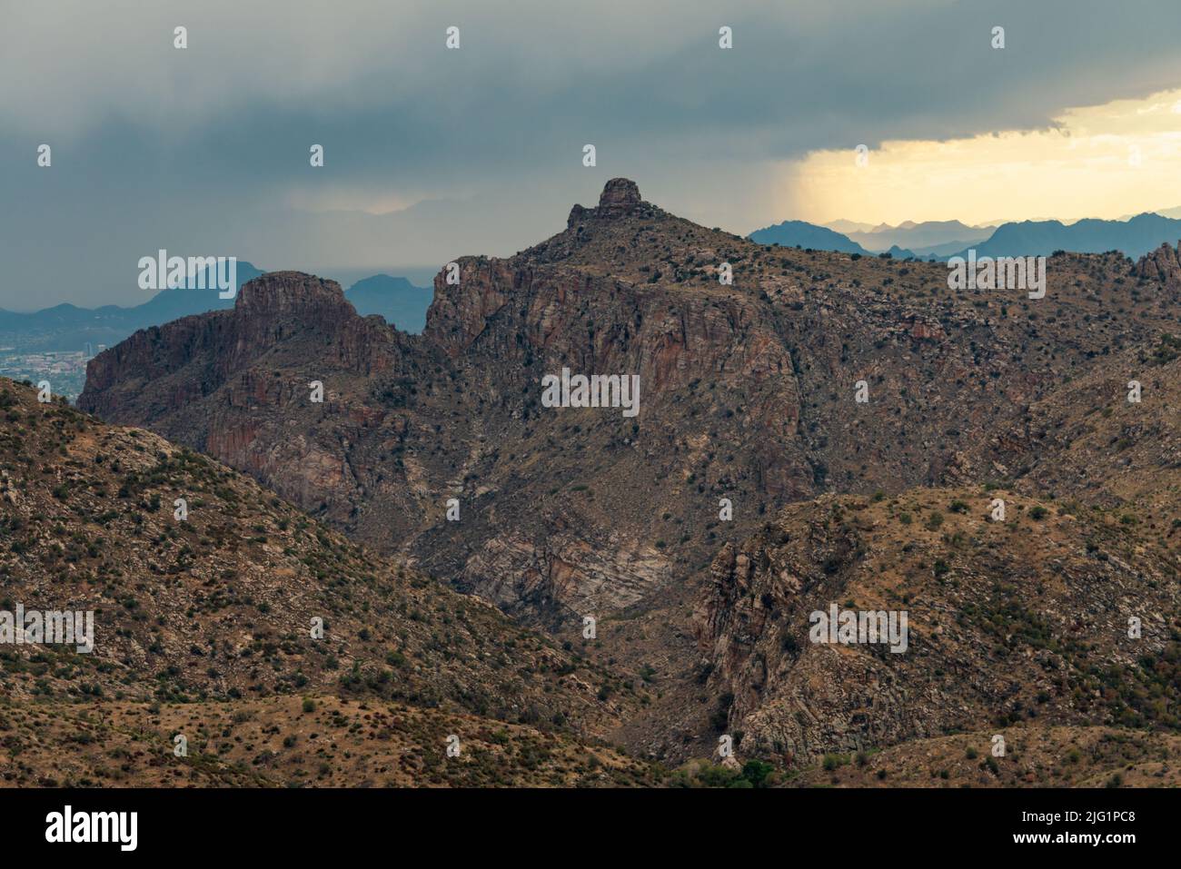 Thimble Peak rock of Santa Catalina Mountains in Tucson Arizona Stock ...