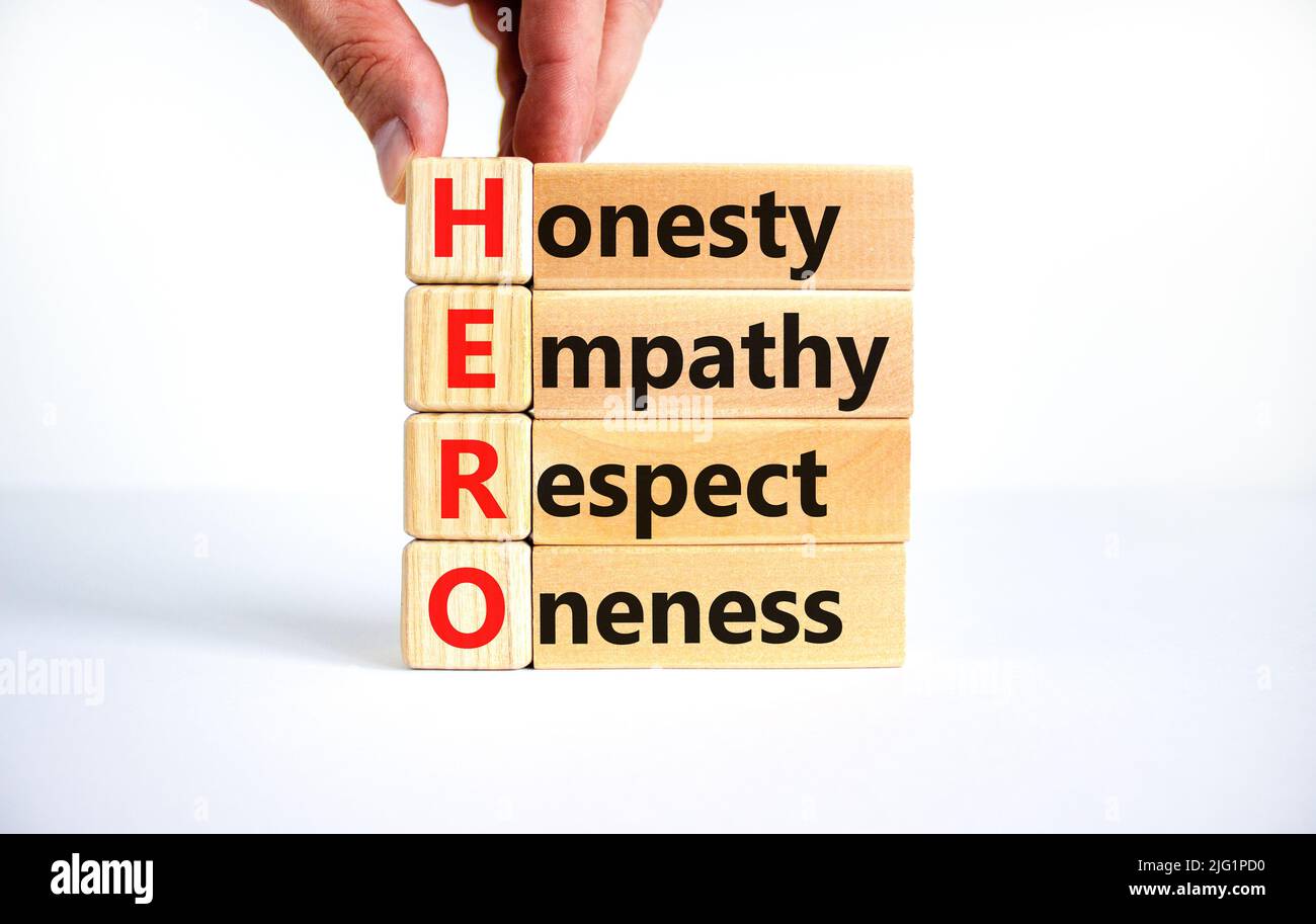HERO honesty empathy respect oneness symbol. Concept words HERO honesty ...