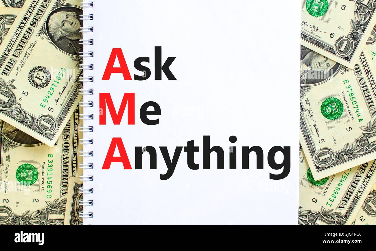 AMA ask me anything symbol. Concept words AMA ask me anything on white ...