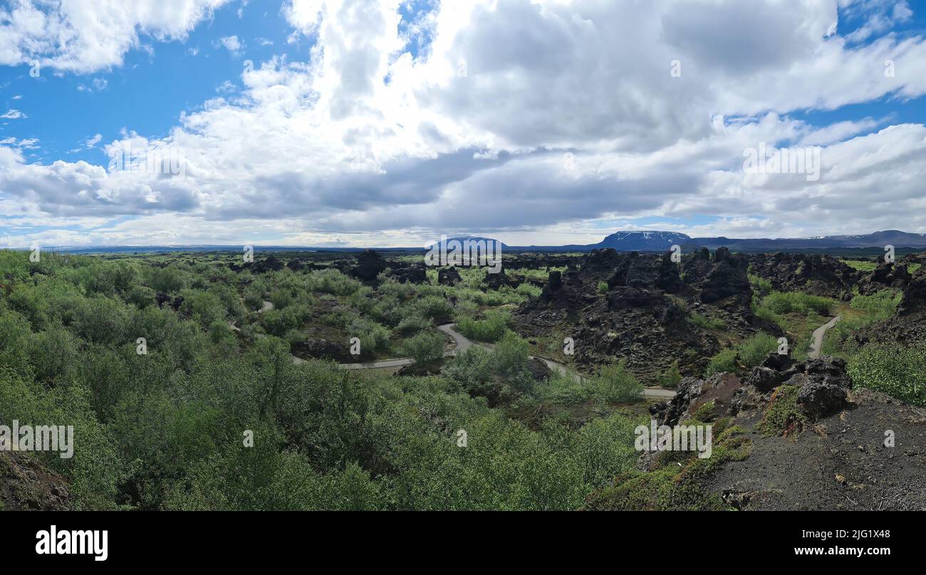 View of the lava fields of a past volcanic eruption in Iceland Stock ...