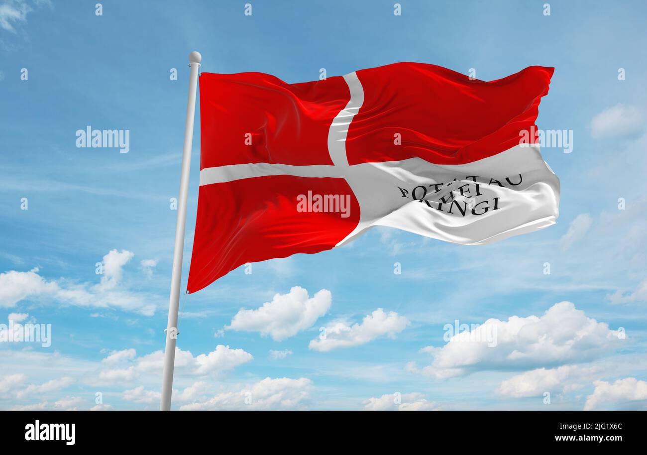 official flag of Potatau Te Wherowhero New Zealand at cloudy sky ...