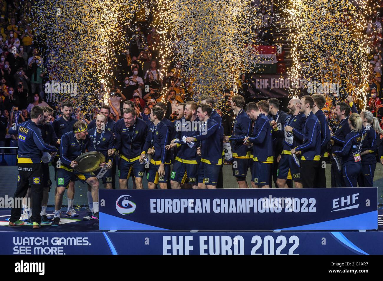EHF Euro 2022. Final: Sweden National Team celebrates the Gold Medal ...