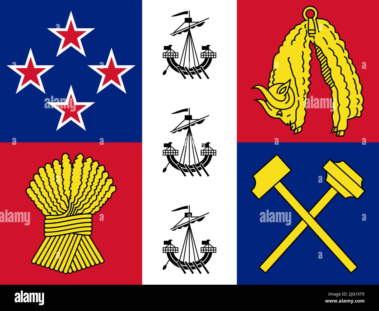 Top view of flag Coronation Standard New Zealand. New Zealand travel ...