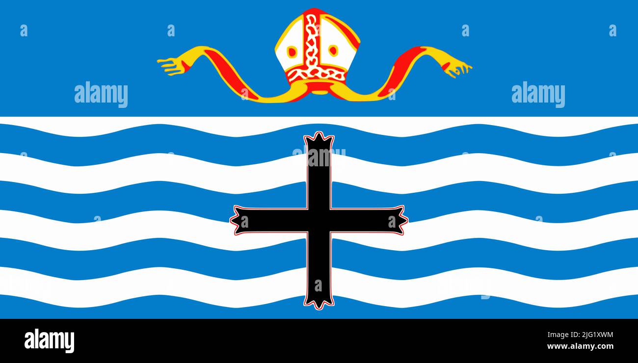 Top view of flag Nelson New Zealand. New Zealand travel and patriot ...