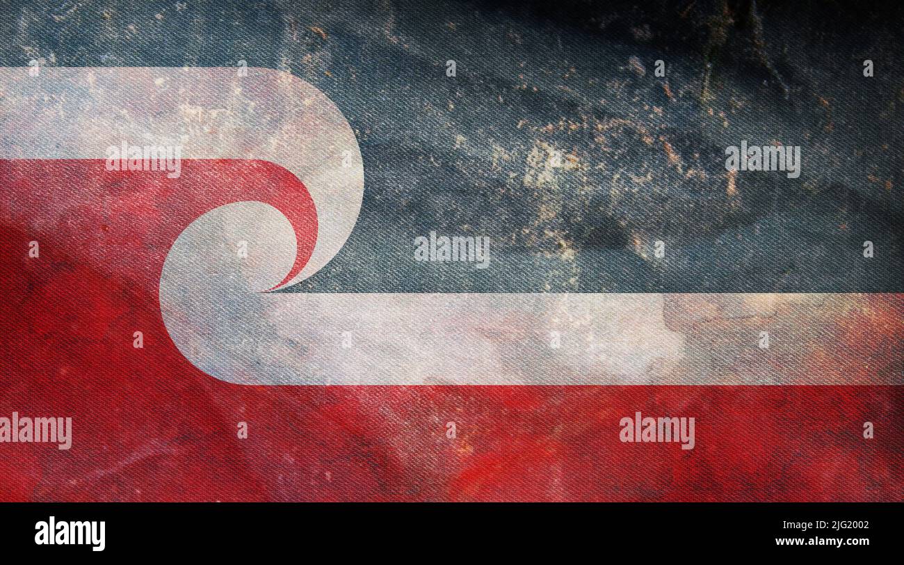 Top view of retro flag Tino Rangatiratanga Maori sovereignty movement ...