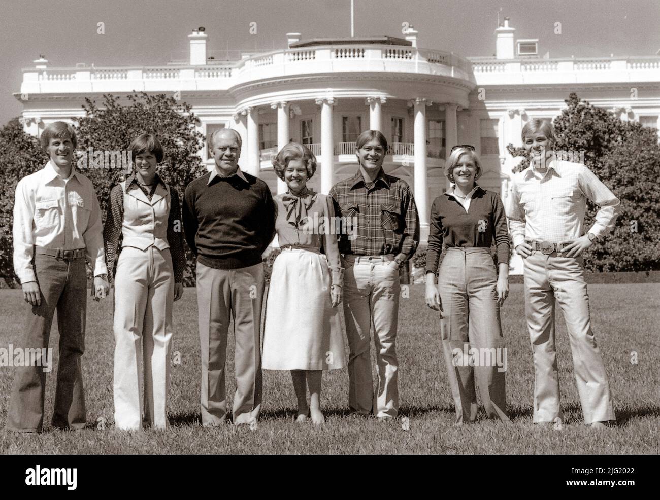 Mike, Gayle, President Ford, Mrs. Ford, Jack, Susan, and Steve on the ...