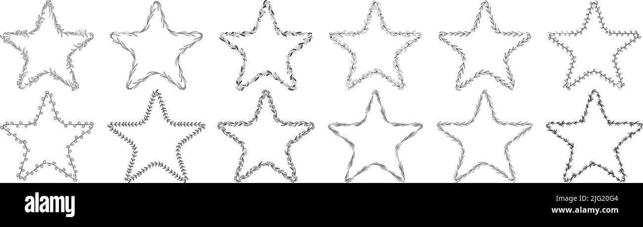 Collection of star shaped leaf wreath element decorative design for ...