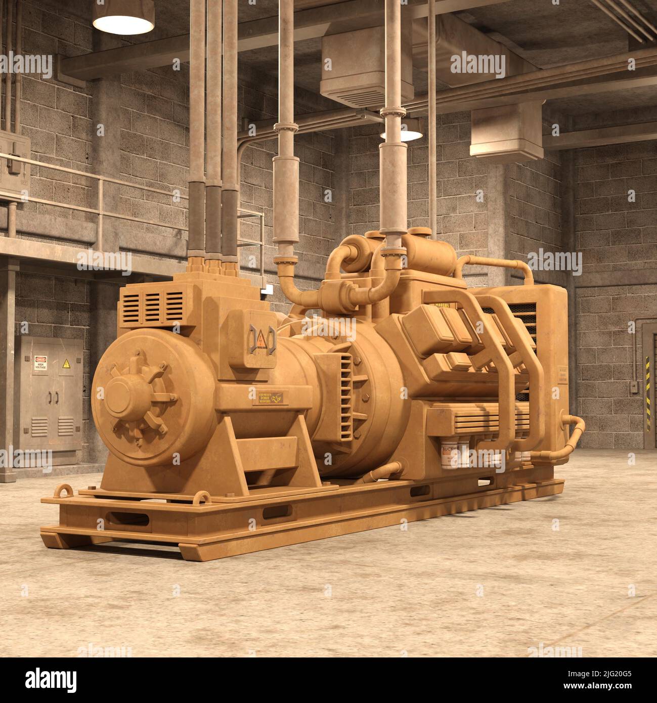 3d-illustration of a industry power generator machine Stock Photo - Alamy