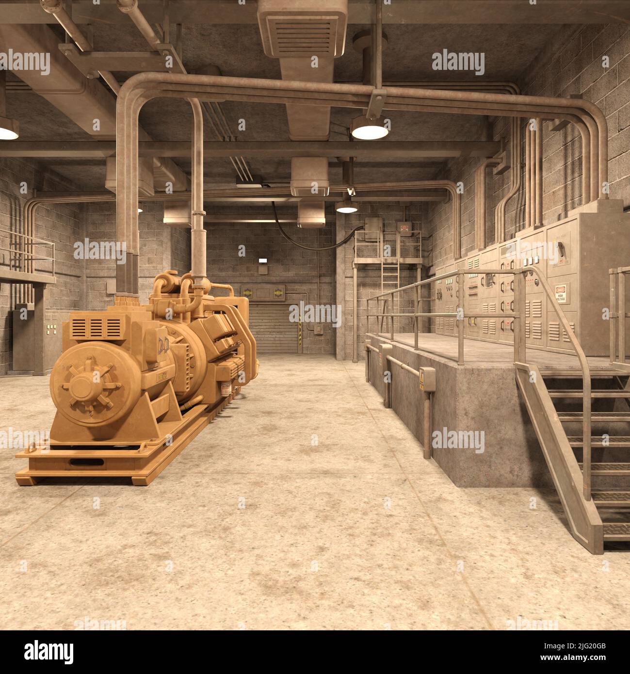 3d-illustration of a industry power generator machine Stock Photo - Alamy