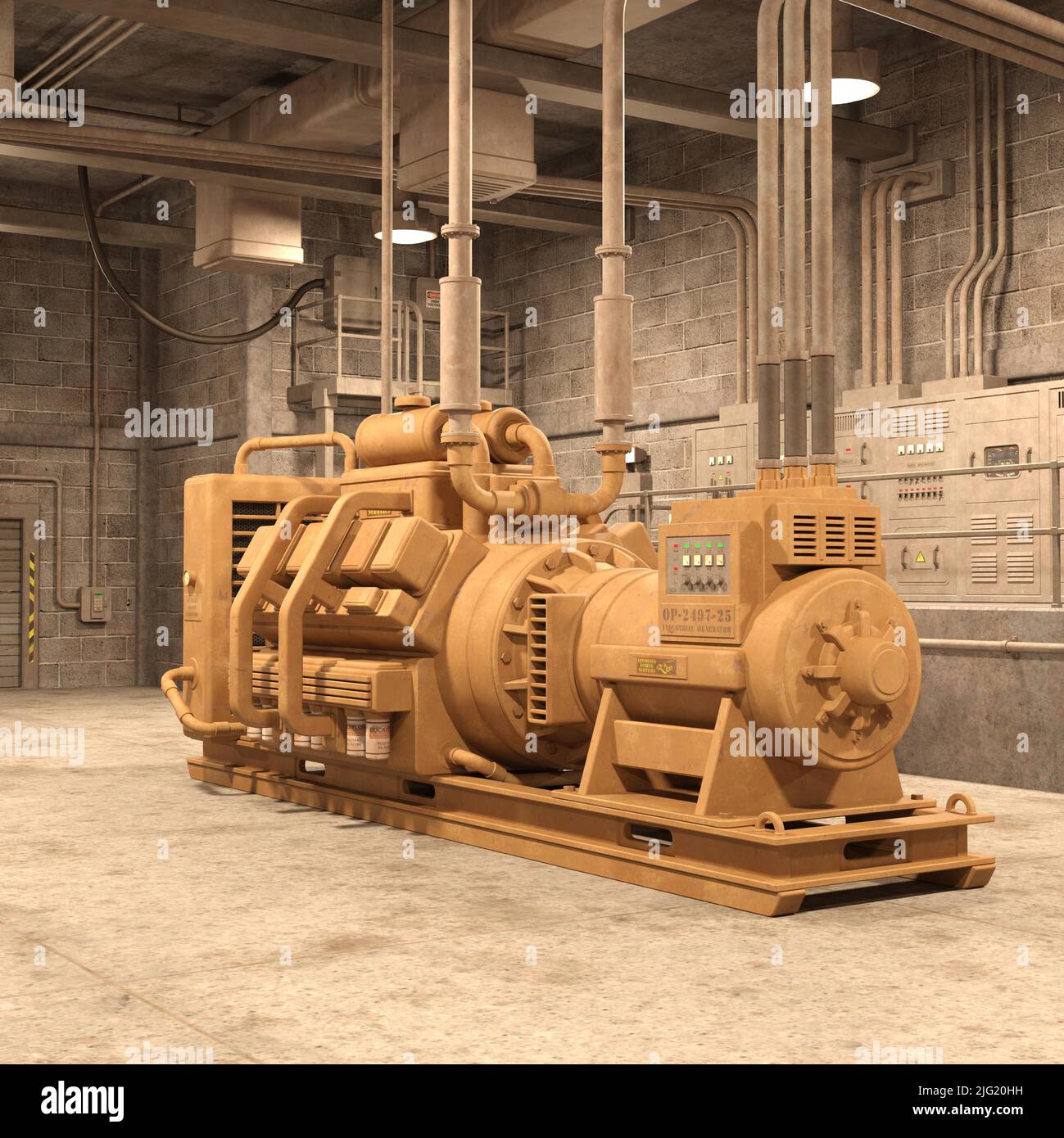 3d-illustration of a industry power generator machine Stock Photo - Alamy