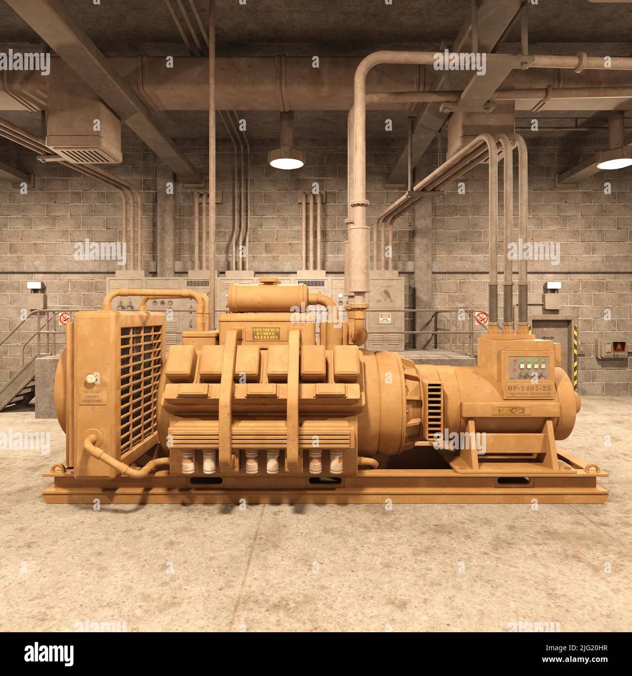 3d-illustration of a industry power generator machine Stock Photo - Alamy