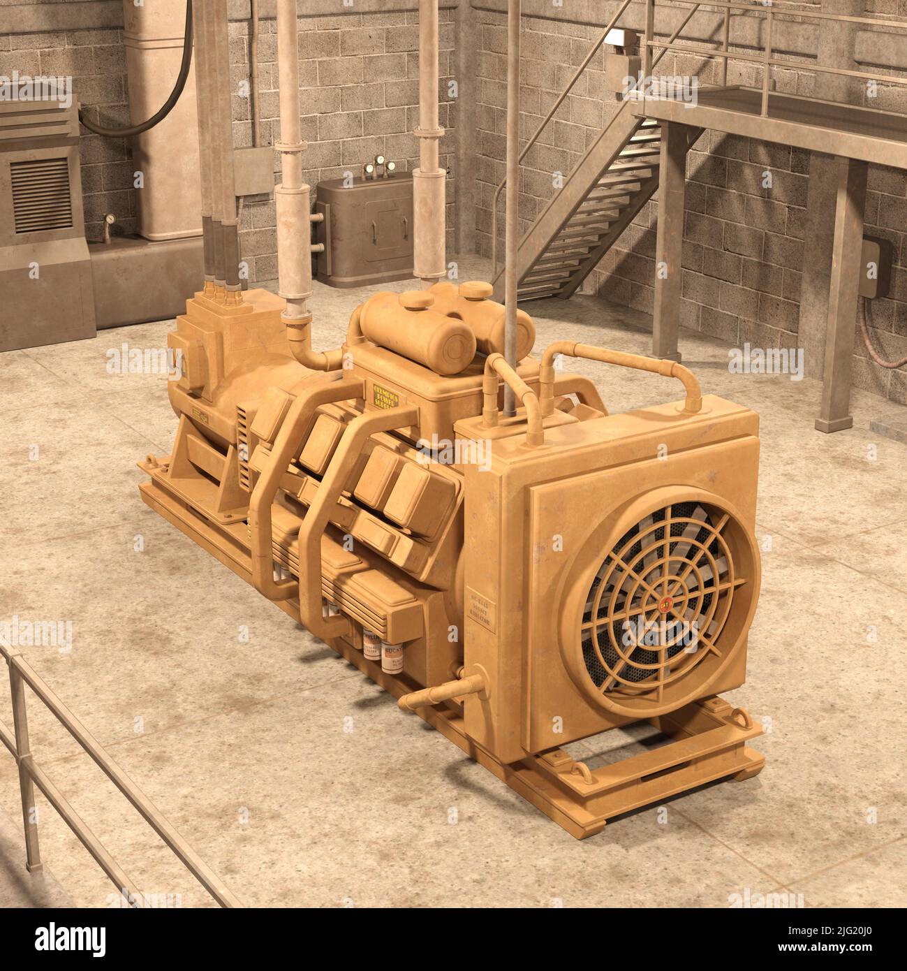 3d-illustration of a industry power generator machine Stock Photo - Alamy