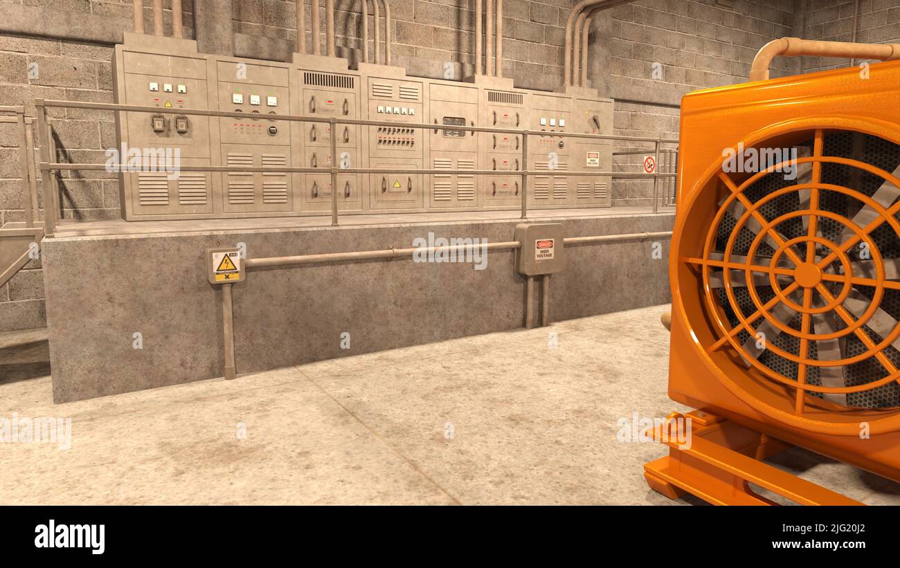 3d-illustration of a industry power generator machine Stock Photo - Alamy