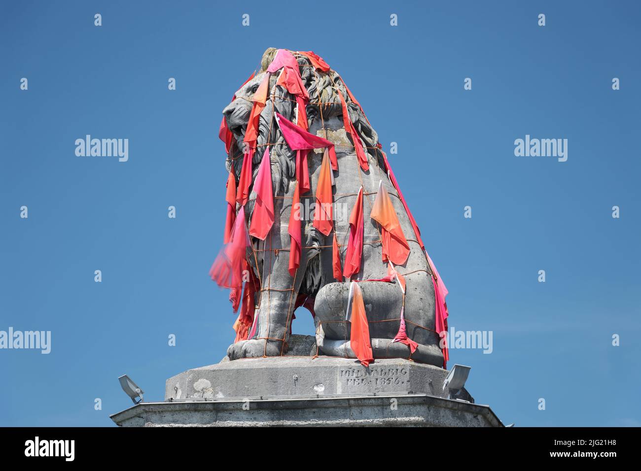 Lindau harbour with landmark lighttower and bavaria lion. bavaria lion ...