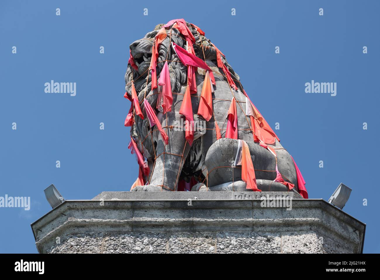 Lindau harbour with landmark lighttower and bavaria lion. bavaria lion ...