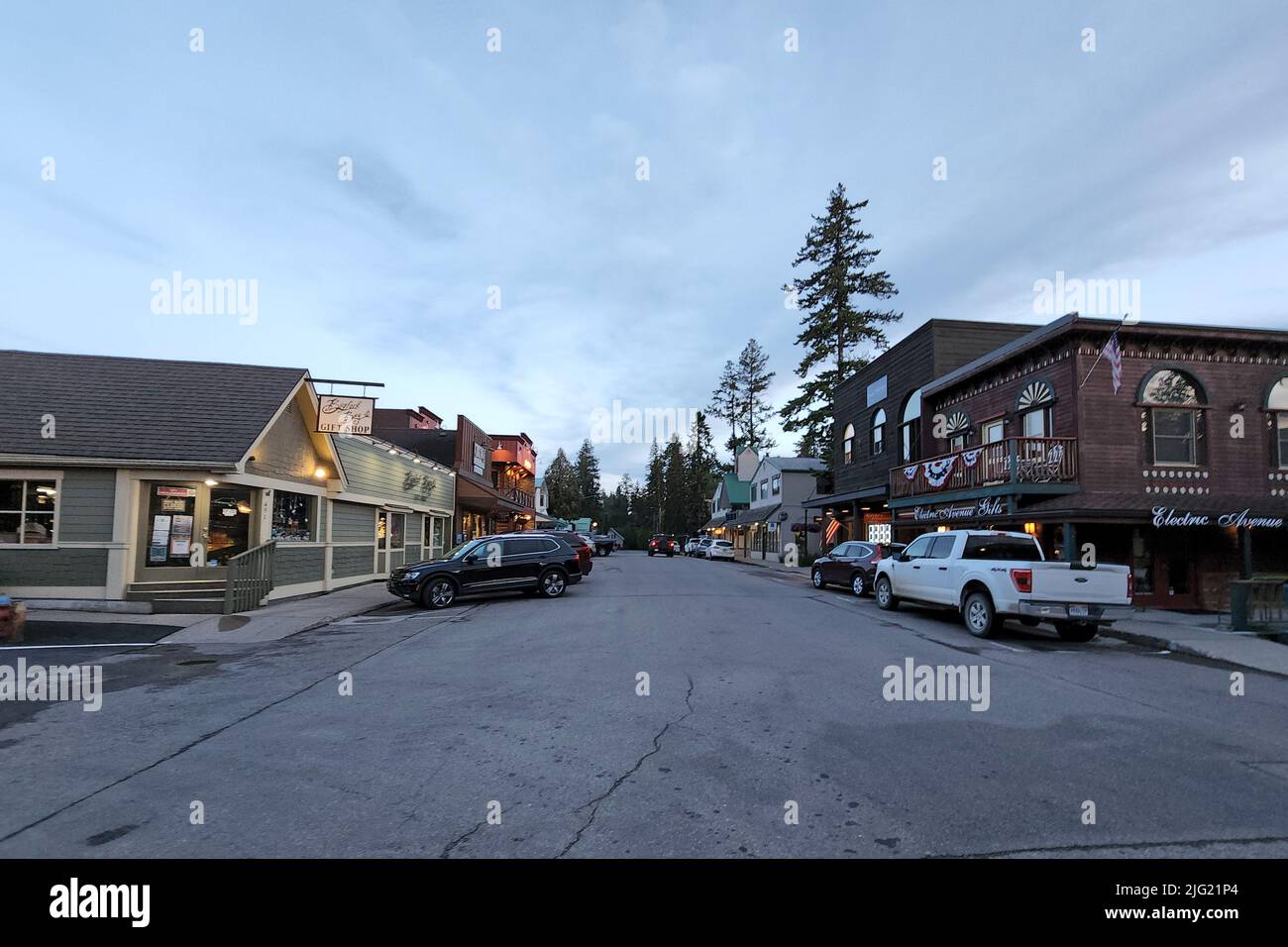 Bigfork, Montana - 6-21-2022 - Street scene in downtown area in late ...
