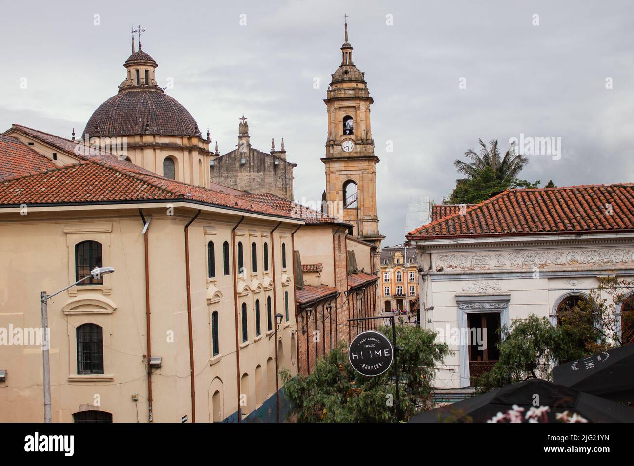 Streets of La Candelaria neighborhood, with buildings from the colonial ...
