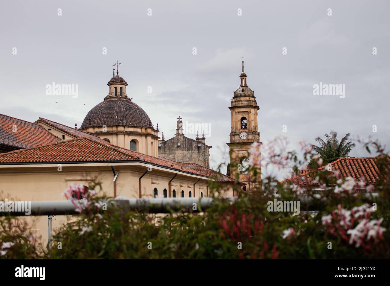 Streets of La Candelaria neighborhood, with buildings from the colonial ...
