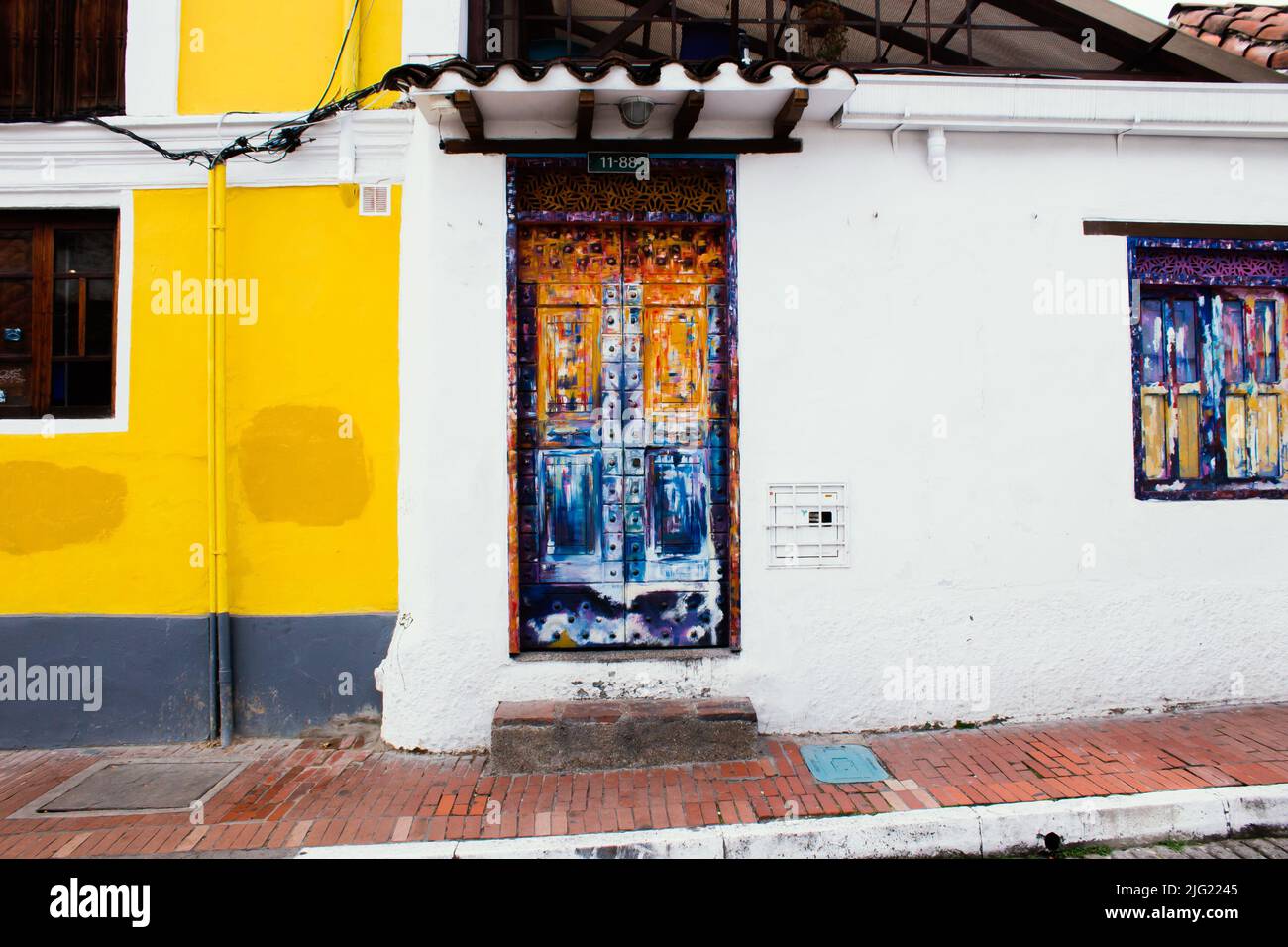 Streets of La Candelaria neighborhood, with buildings from the colonial ...