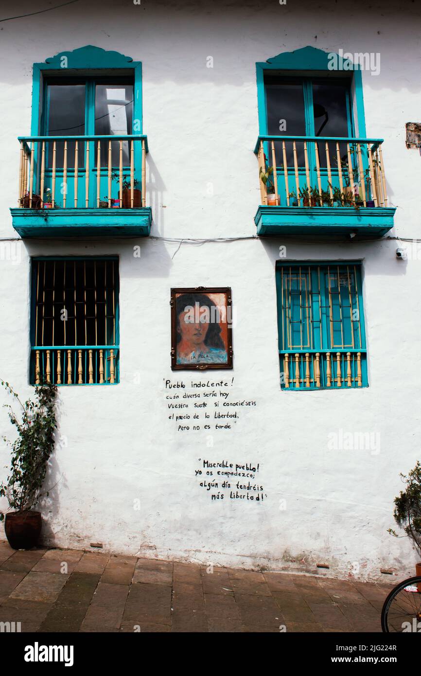 Streets of La Candelaria neighborhood, with buildings from the colonial ...