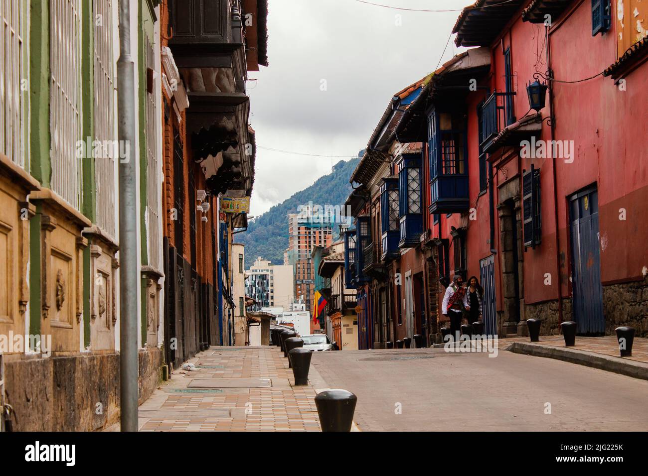 Streets of La Candelaria neighborhood, with buildings from the colonial ...