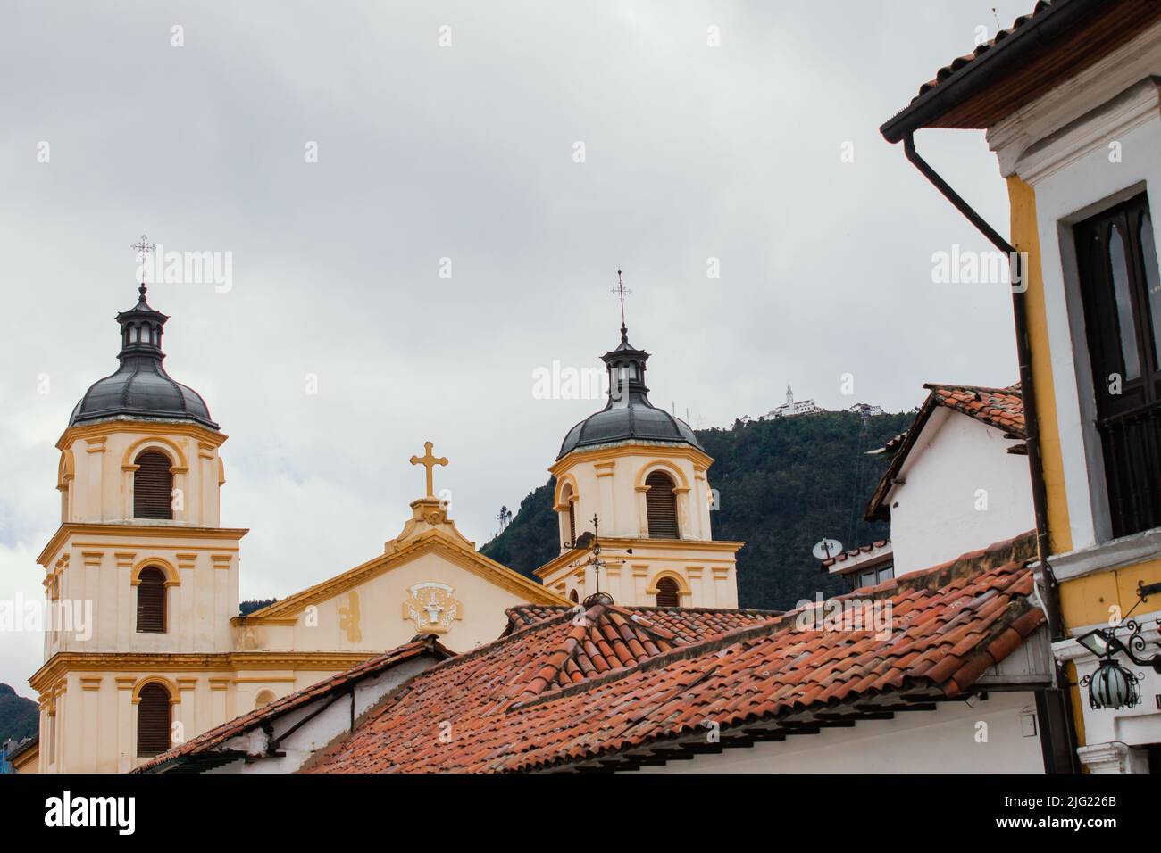 Streets of La Candelaria neighborhood, with buildings from the colonial ...