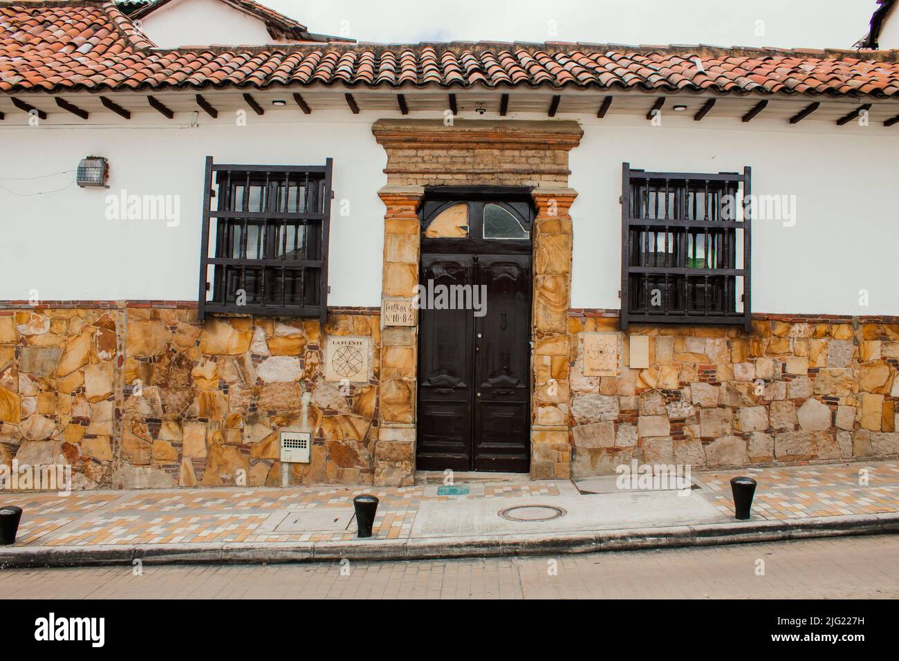 Streets of La Candelaria neighborhood, with buildings from the colonial ...