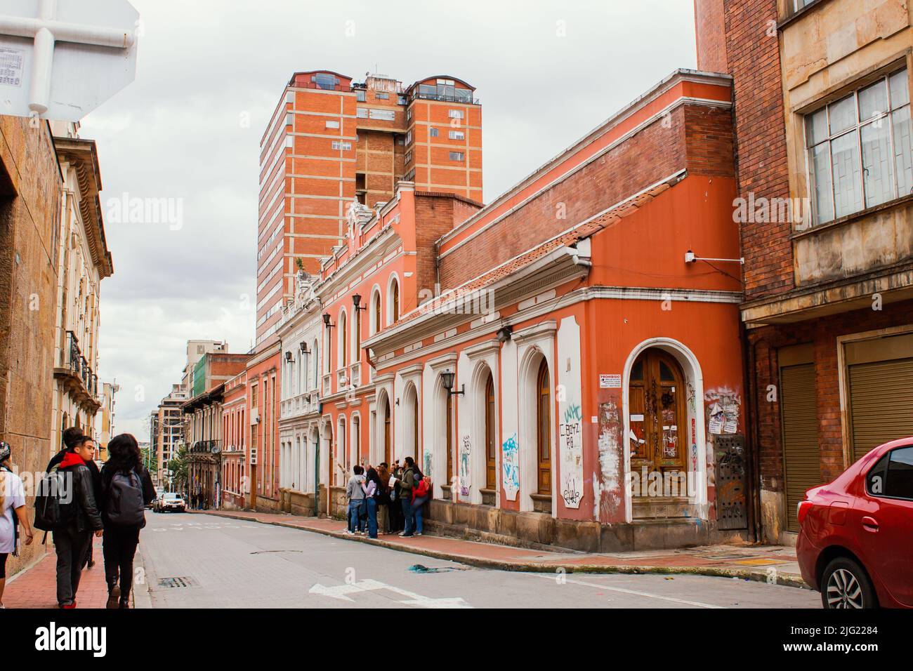 Streets of La Candelaria neighborhood, with buildings from the colonial ...