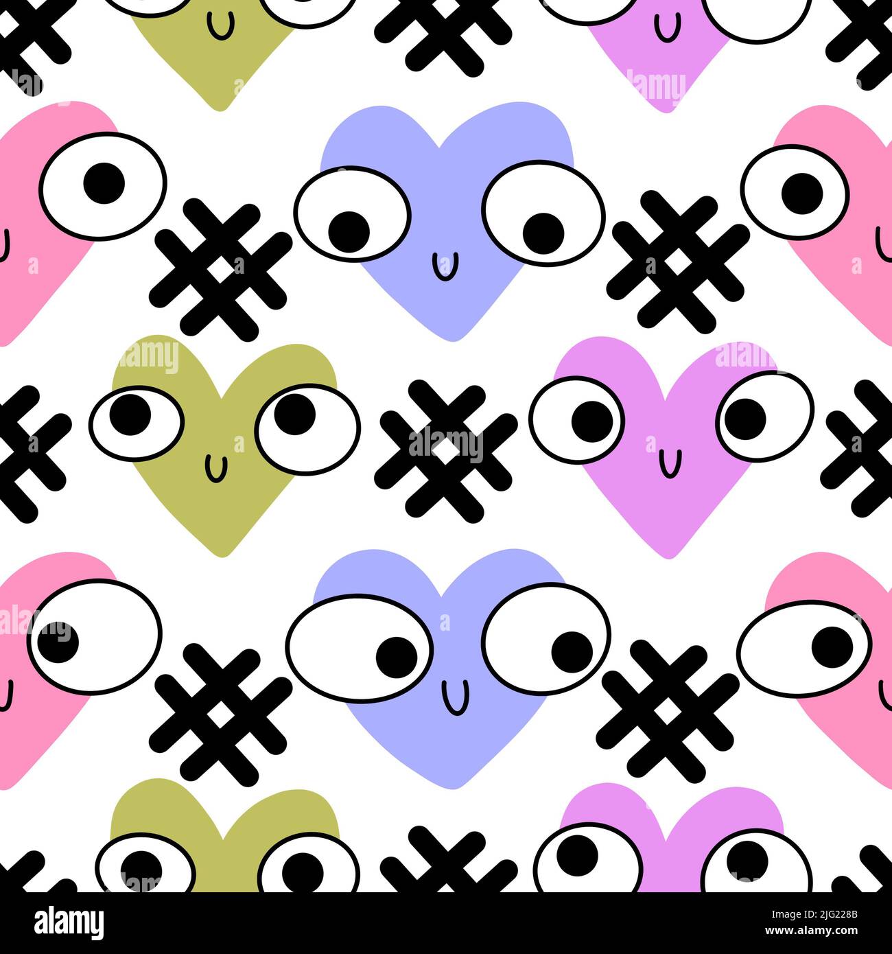 Valentines seamless cartoon hearts love pattern for kids and wrapping ...