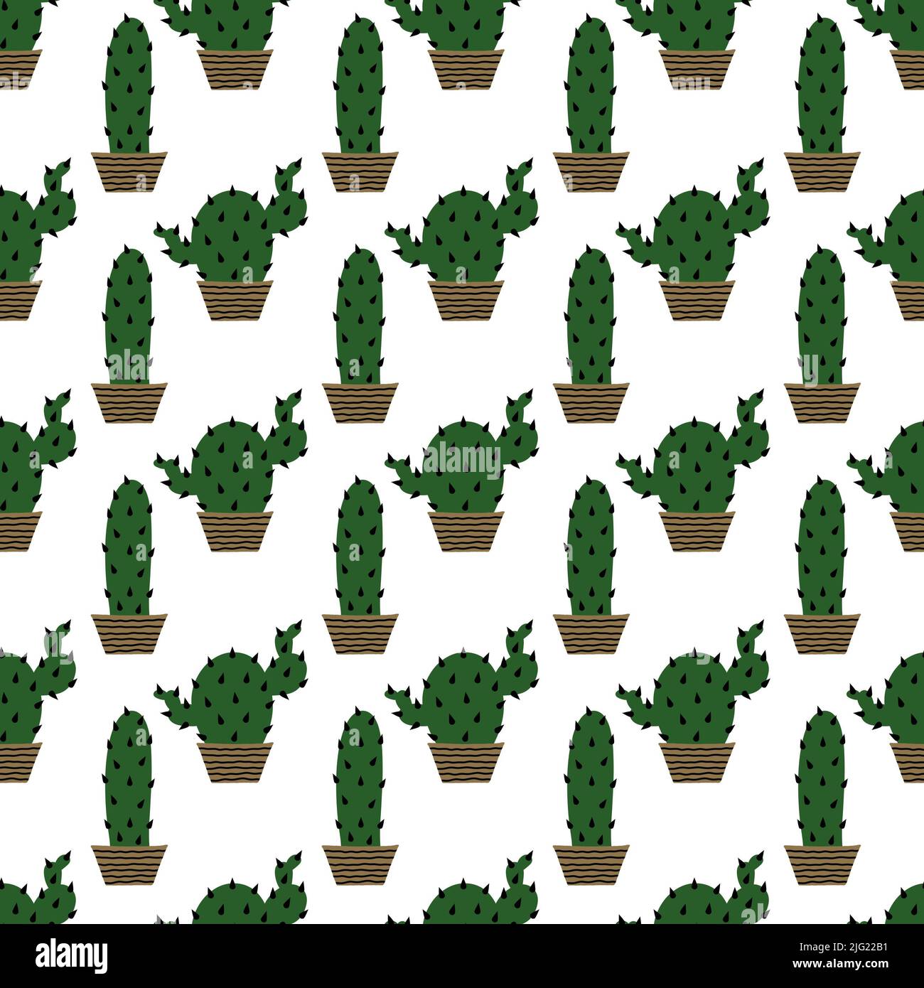 Summer floral seamless cartoon cactus pattern for fabrics and textiles ...