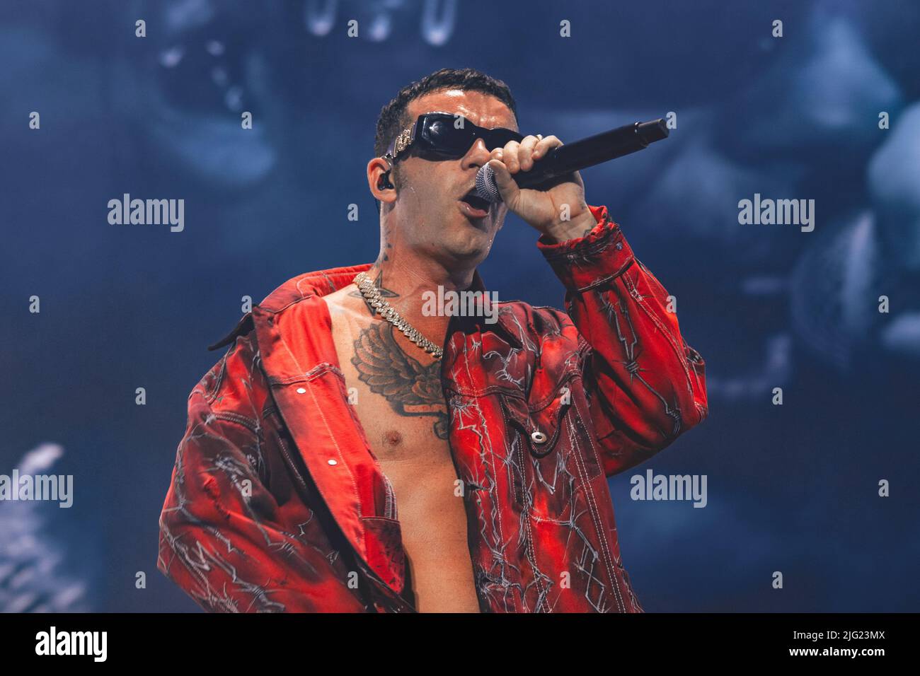 07/07/2022 - Italian rapper SALMO performing live at San Siro Stadium ...