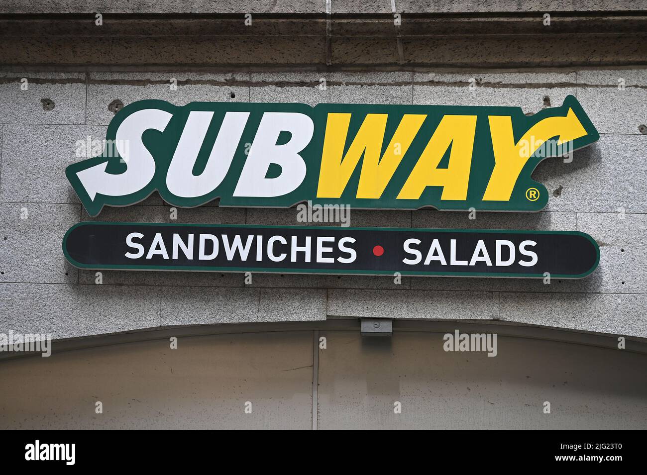 New York, USA. 06th July, 2022. Signage for Subway Restaurant, as the ...
