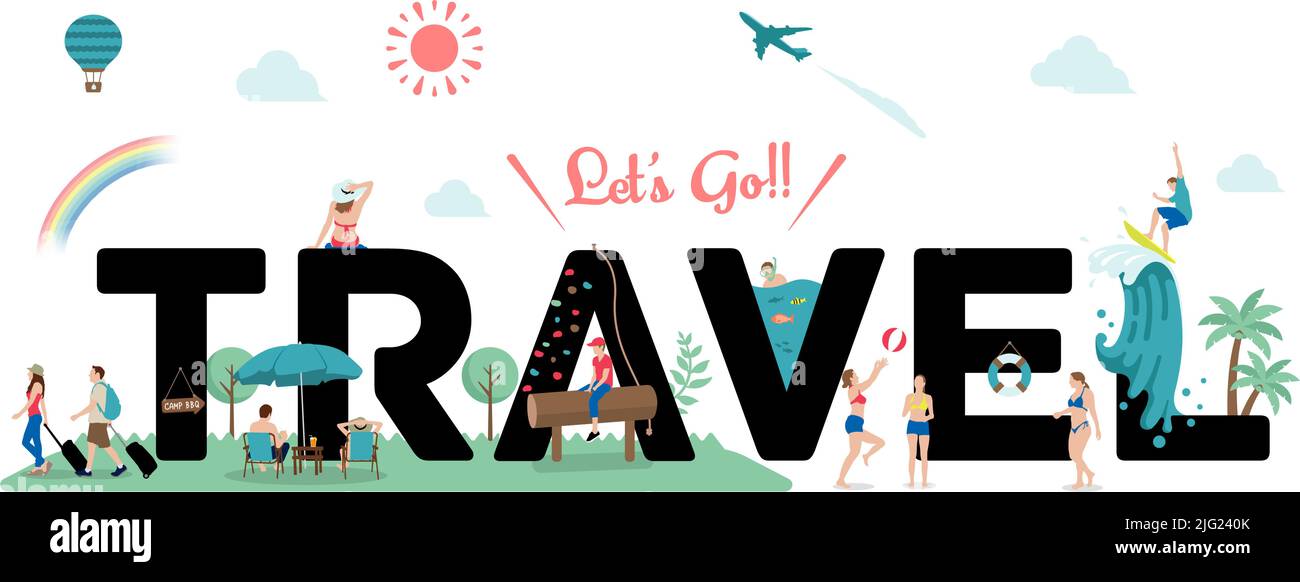 Let's go travel vector banner illustration Stock Vector Image & Art - Alamy