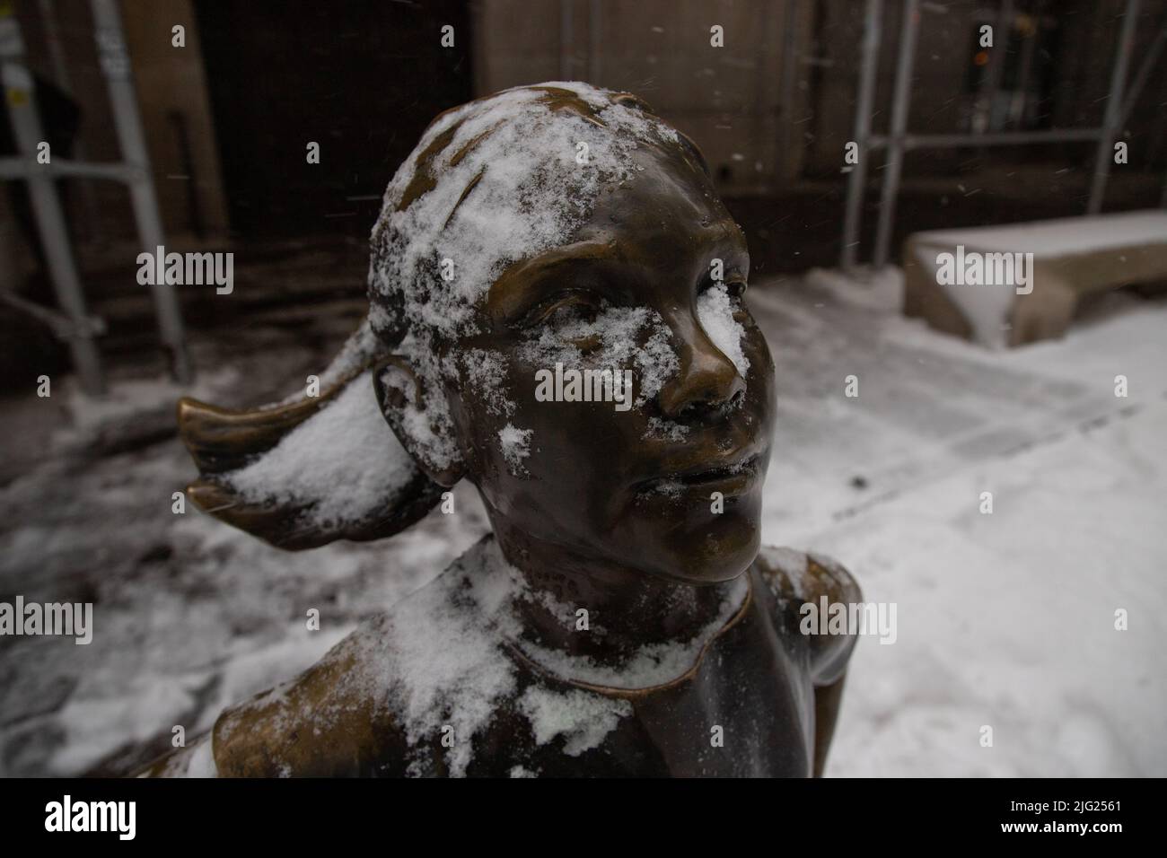 NEW YORK, N.Y. – January 29, 2022: “Fearless Girl”, a statue by Kristen ...