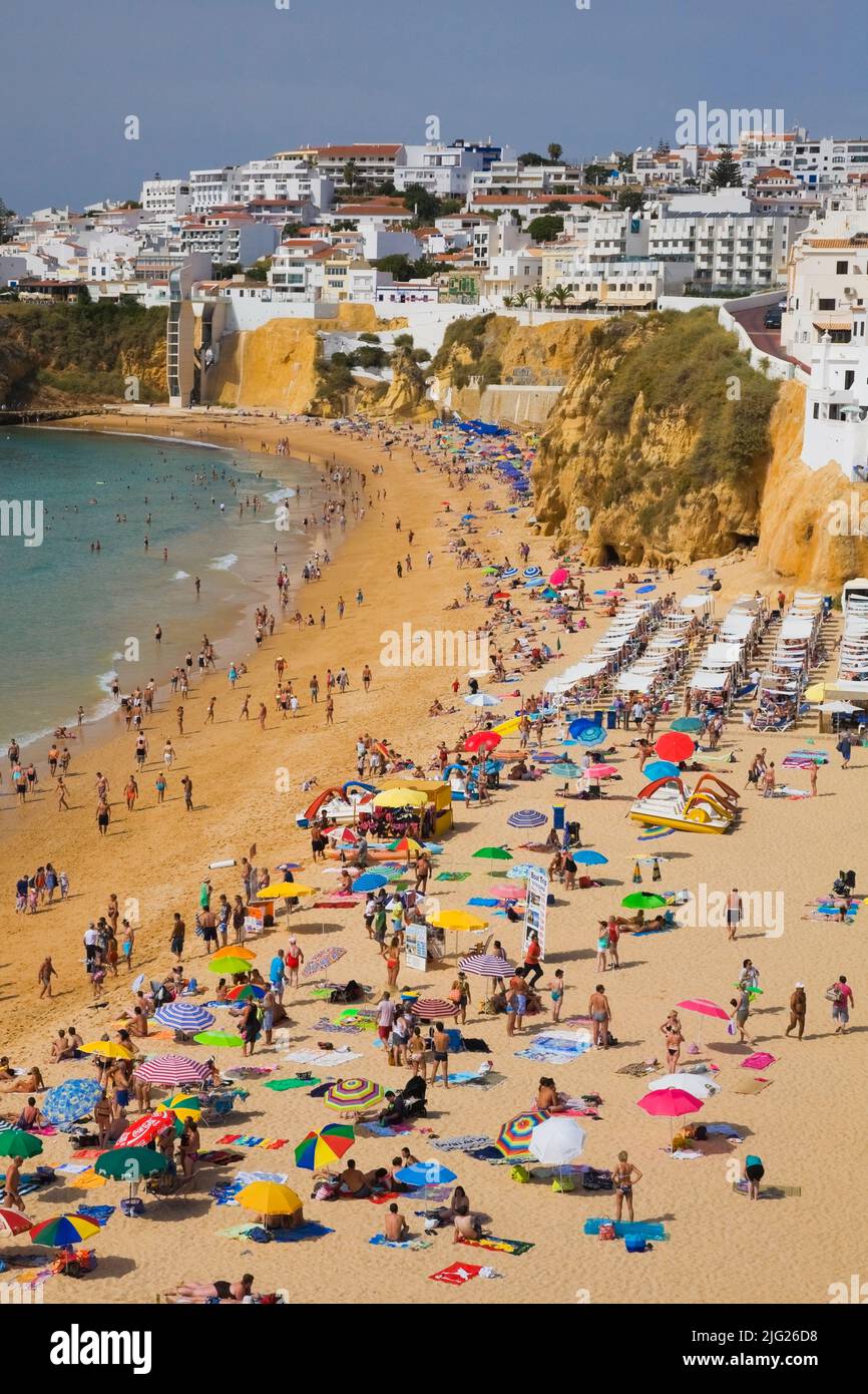 Beach at Albufeira in the Algarve region, Portugal, Europe Stock Photo ...