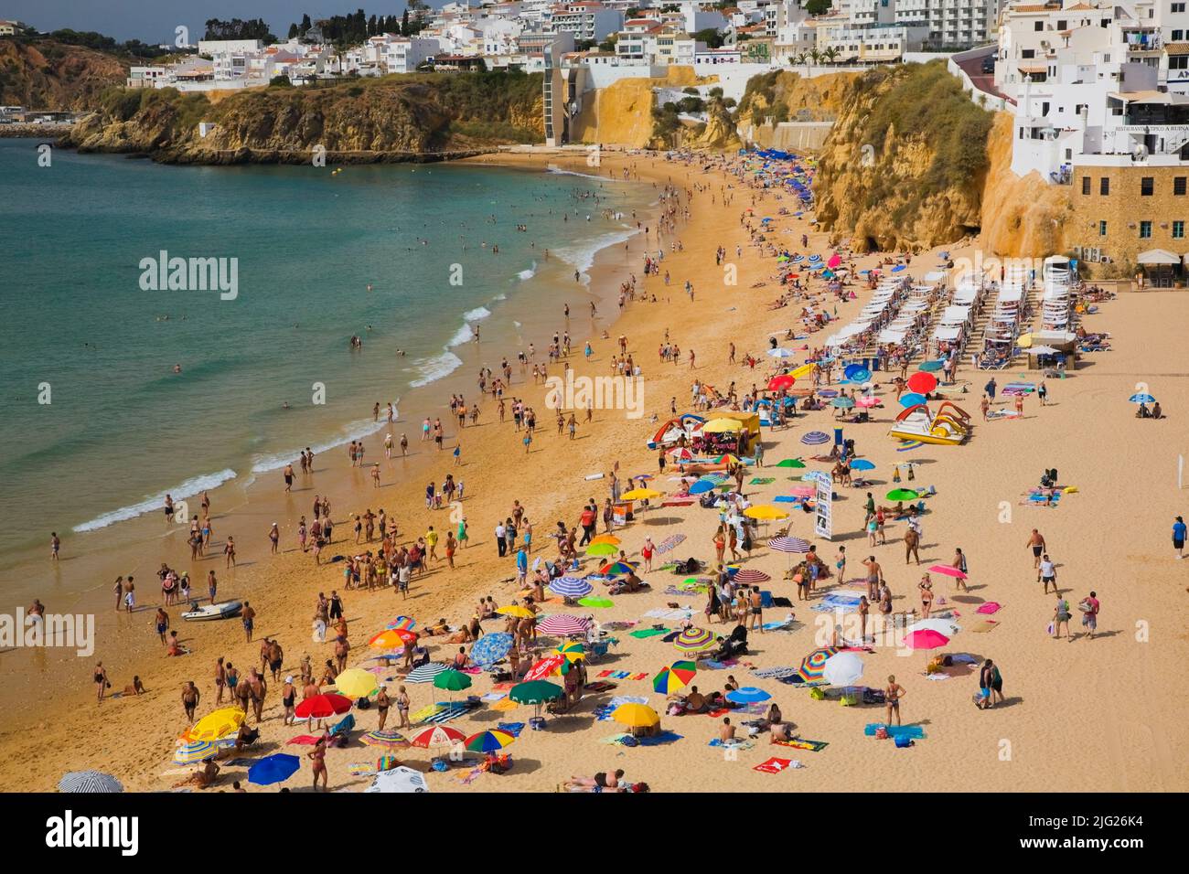 Beach at Albufeira in the Algarve region, Portugal, Europe Stock Photo ...