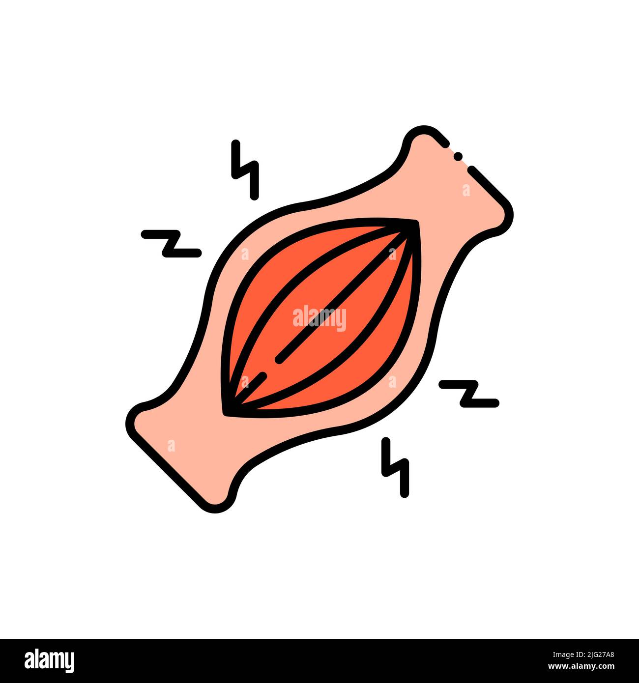 Muscle pain filled color icon. linear style sign for mobile concept and ...