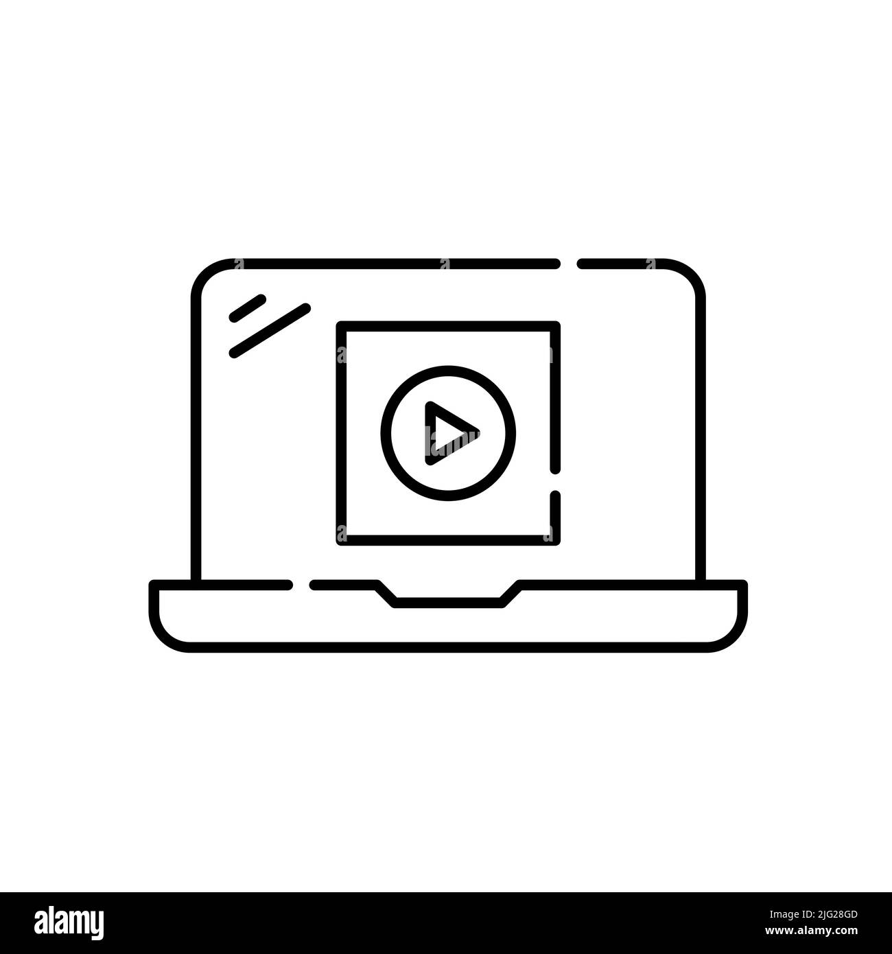Watching video on a laptop. Pixel perfect, editable stroke line icon ...