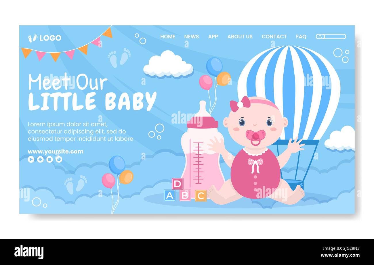 Baby Shower Little Boy or Girl Social Media Landing Page Template Flat ...