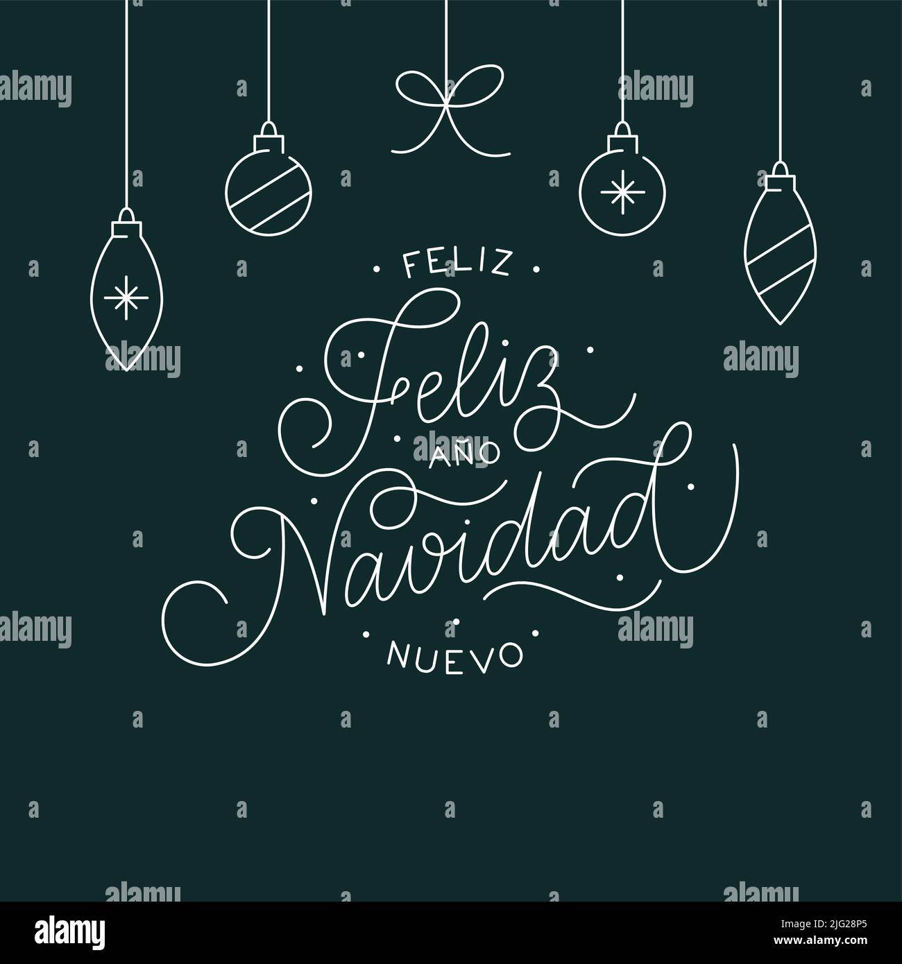 Merry Christmas and Happy New Year in Spanish simple calligraphy design ...