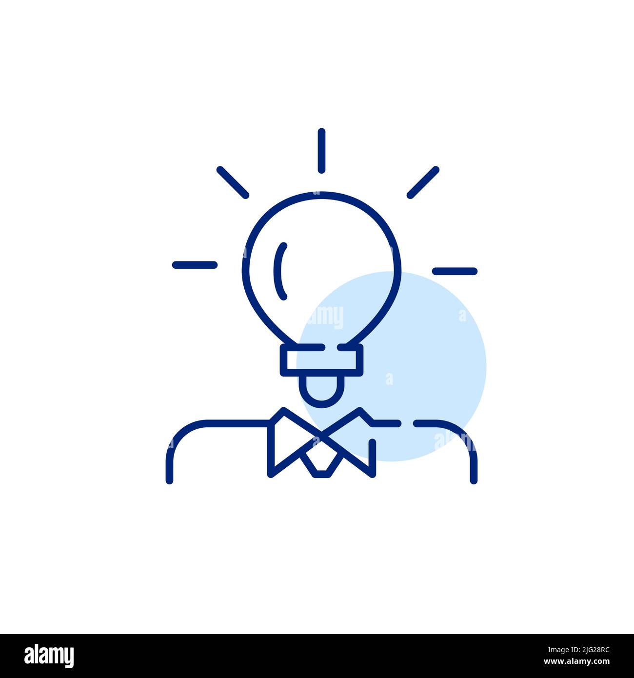 Having an innovational idea. Finding a solution. Person with a light ...