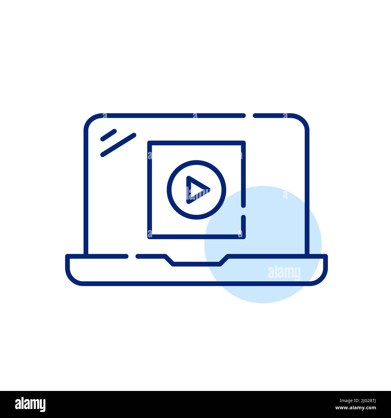 Watching video on a laptop. Pixel perfect, editable stroke line art icon Stock Vector Image ...