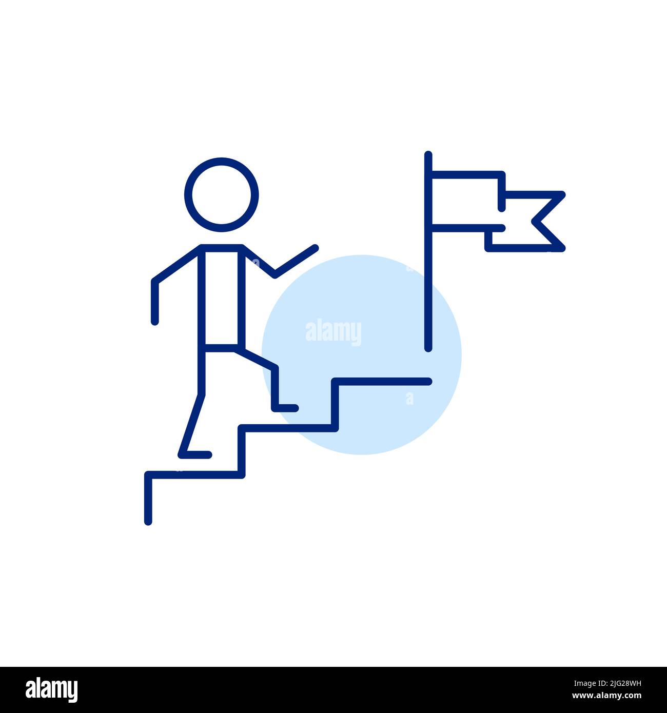 Person climbing a ladder to achieve success. Growth and development ...