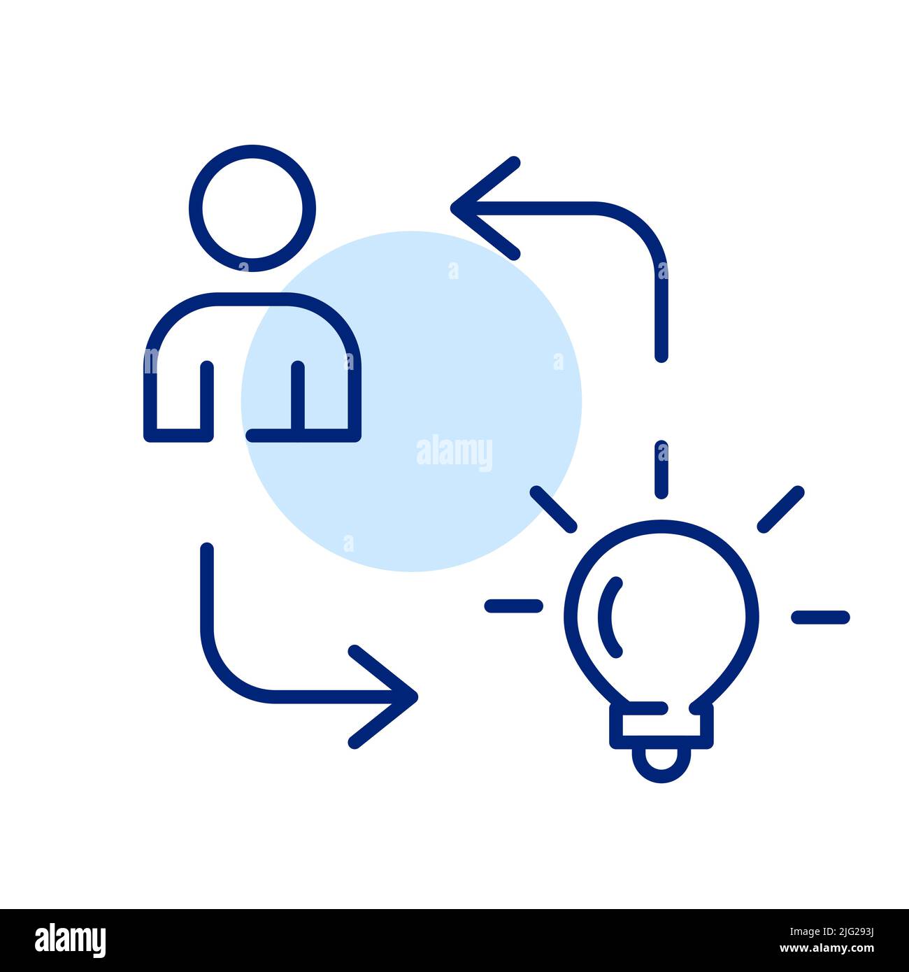 Sharing ideas and creativity in work process. Pixel perfect editable stroke line art icon Stock ...