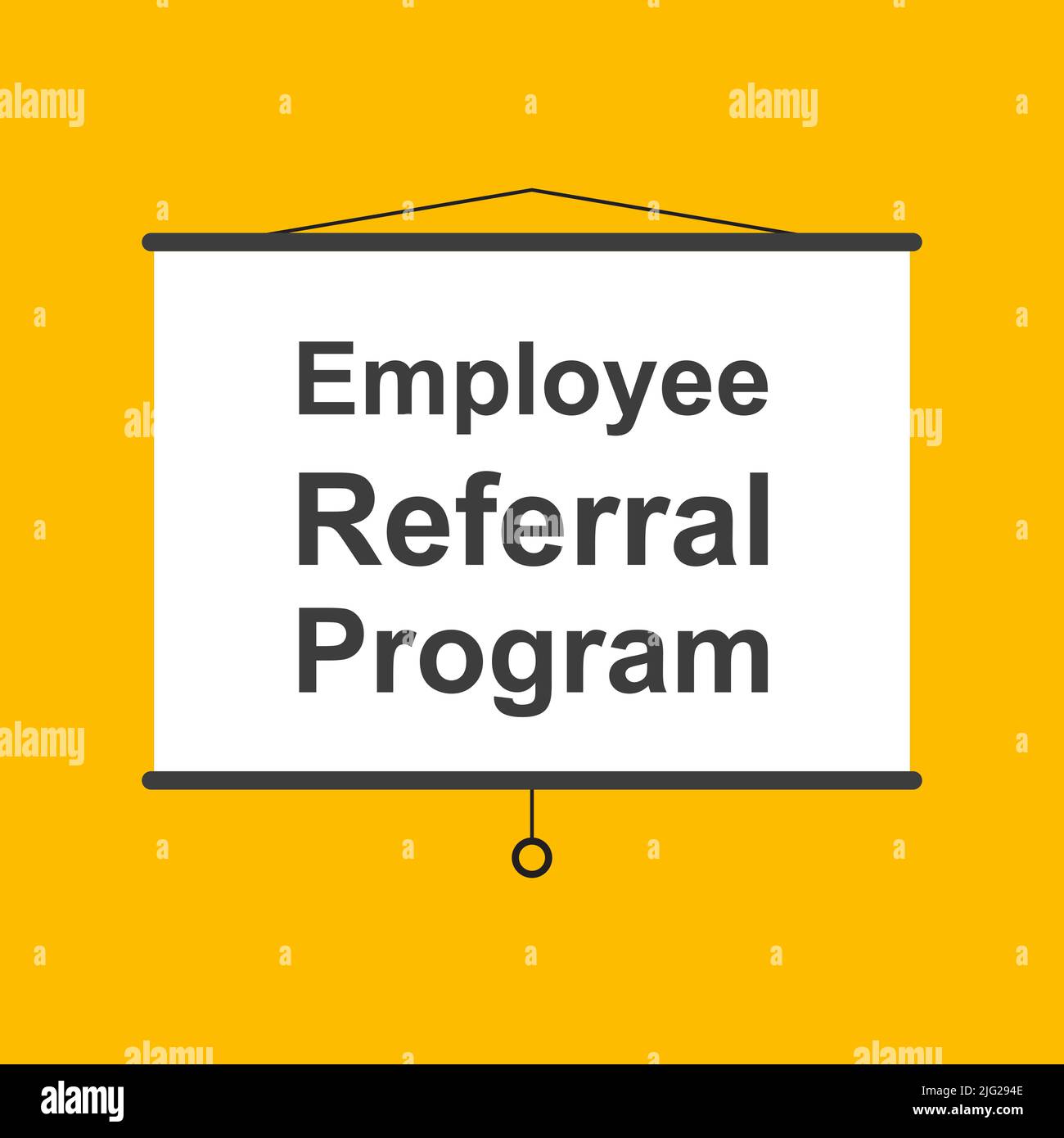 employee referral program hanging presentation screen sign on yellow ...