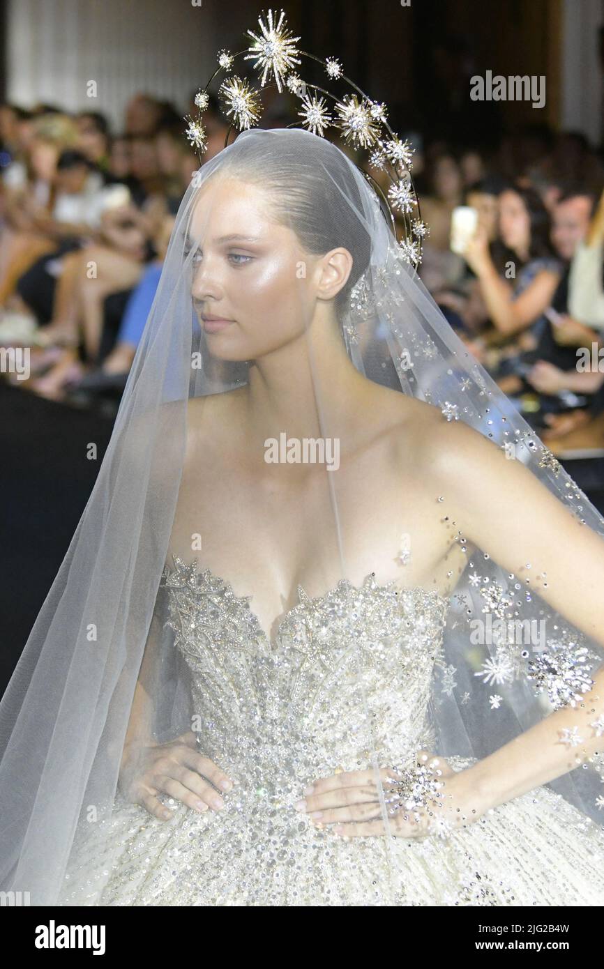 A model walks the runway during the Zuhair Murad Haute Couture show as ...
