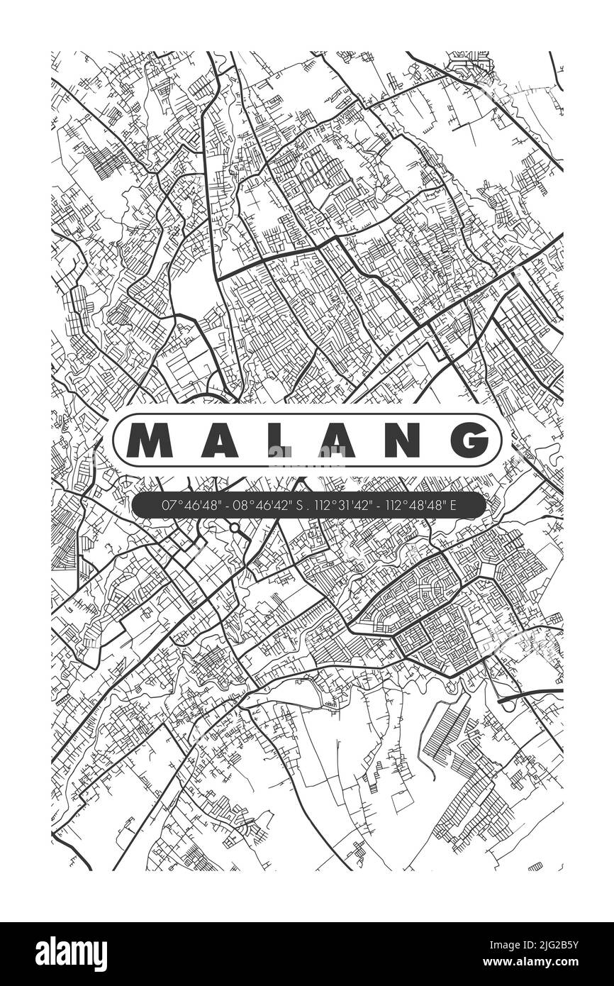 Minimalist Malang City Map Wall Decoration. Malang is one of the cities ...